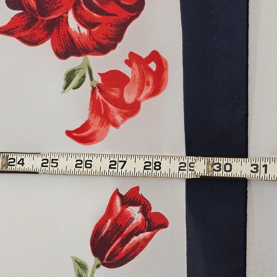 Chiffon Scarf Made in Italy Floral Motif Red White Day Lily Tulip Sheer ...