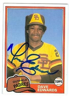 Dave Edwards autographed baseball card (San Diego Padres) 1981 Topps ...