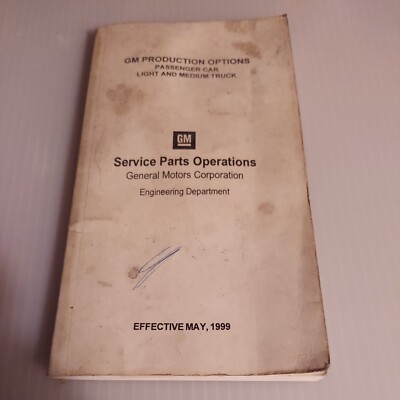 1999 May, General Motors Service Parts Operations, Passenger Cars ...