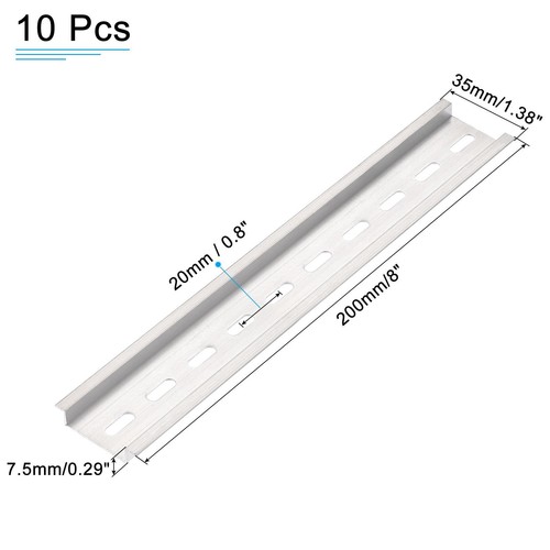 200mm x 35mm x 7.5mm DIN Rail Slotted Aluminum Mounting Guide Silver ...