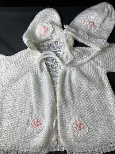 Harrods White Knitted Baby Cardigan with Floral Embroidery 0-3 Months ...