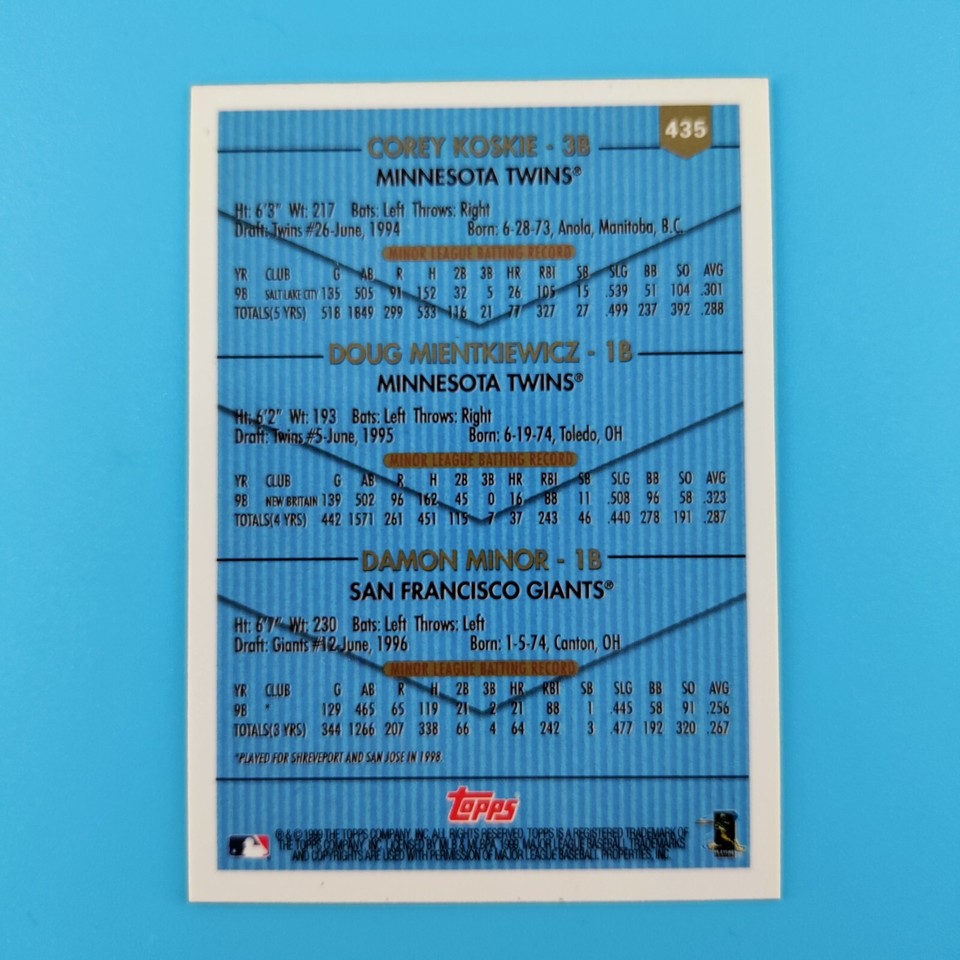 1999 Topps Prospects #435 Doug Mientkiewicz (RC) Corey Koskie Damon ...