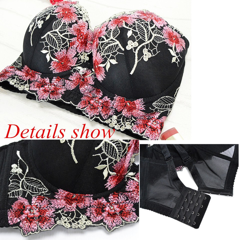 Womens Push Up Bra Underwire Underwear 32-40ABCD Bras New Embroidery ...