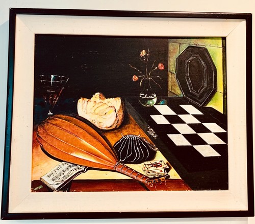 Still life with lute, by Samuel, oil/canvas framed painting | eBay