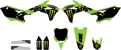 D'COR Monster Energy Slash Graphics Kit 20-20-134 Kawasaki KX250F 2017 ...