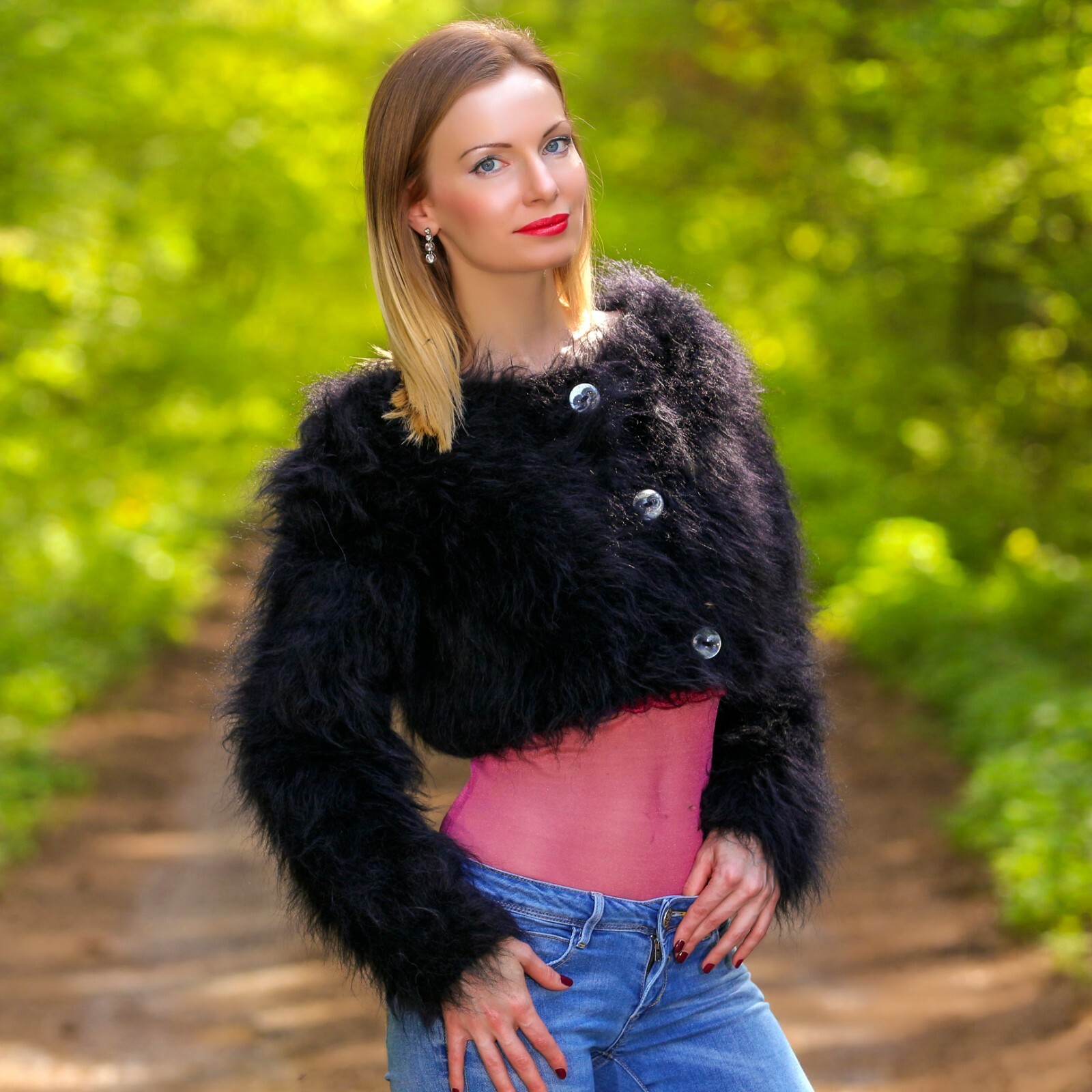 Fuzzy cardigan cropped mohair sweater sexy bolero thick fuzzy top by ...