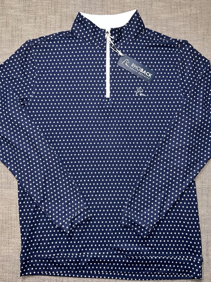 RHOBACK MENS 1/4 ZIP PERFORMANCE Q-ZIP PULLOVER THE ARMSTRONG USA FLAG ...