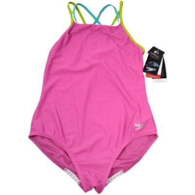 Speedo One Piece Swimwear Multicolor Straps Girls Electric Pink | eBay