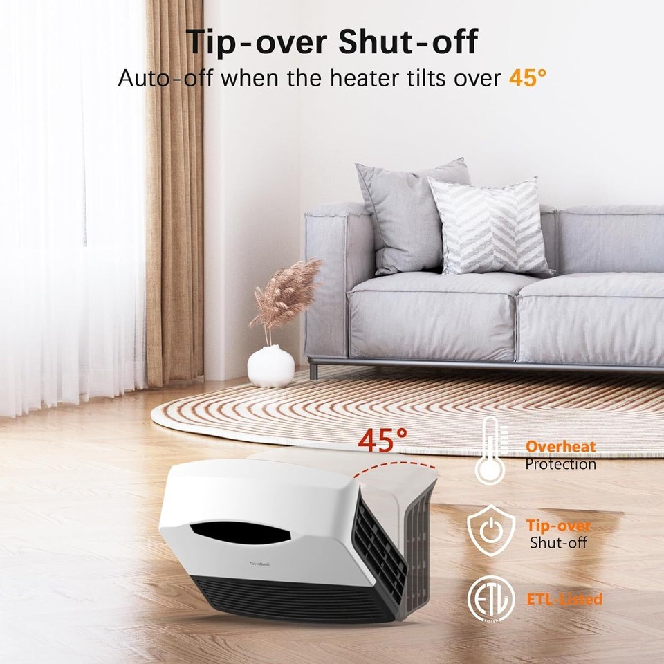 Smart Wall Heater - 1500W Space Heater for Indoor Use, Work with Alexa ...
