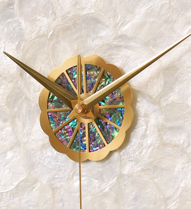 Wall Clock Decorated With Case Made Of Brass and Inlaid With Pearl ...