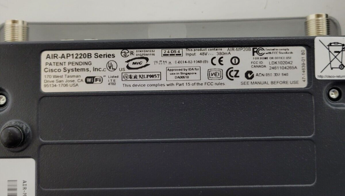 LOT OF 6 - Cisco AIR-AP1220B Series Aironet 1200 Series Wireless Access ...