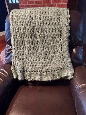 Lapgan, Handmade Crocheted Shell Stich, Sage Green 52" x 58" | eBay