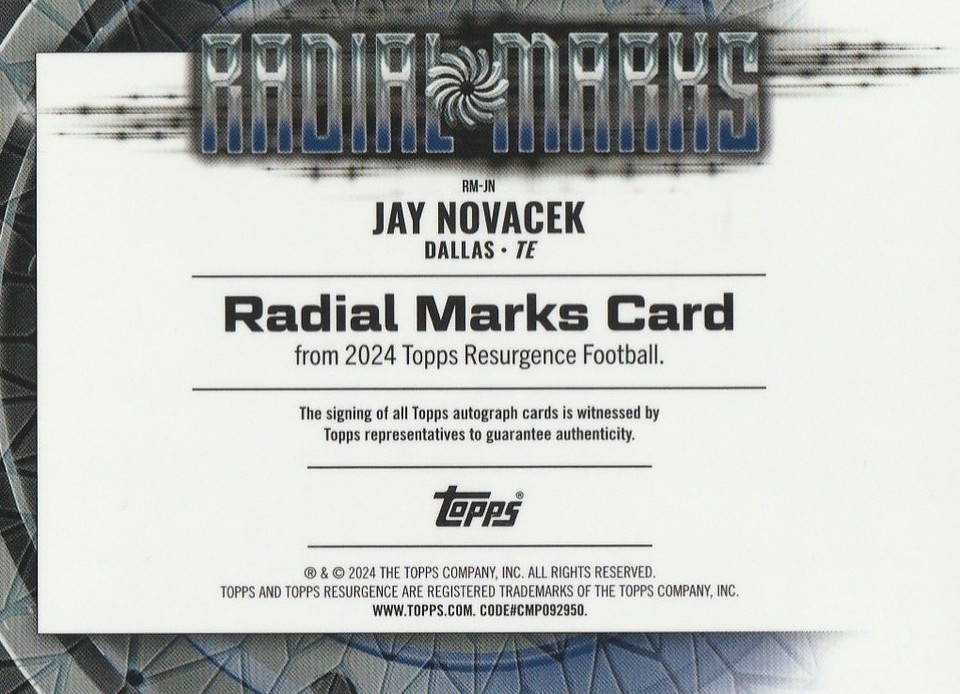 2024 Topps Resurgence Radial Marks Autographs Blue Surge #RM-JN Jay ...