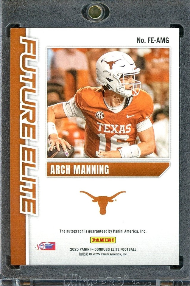 ARCH MANNING 2025 Donruss Elite Future Elite NIL Autograph AUTO #AMG ...