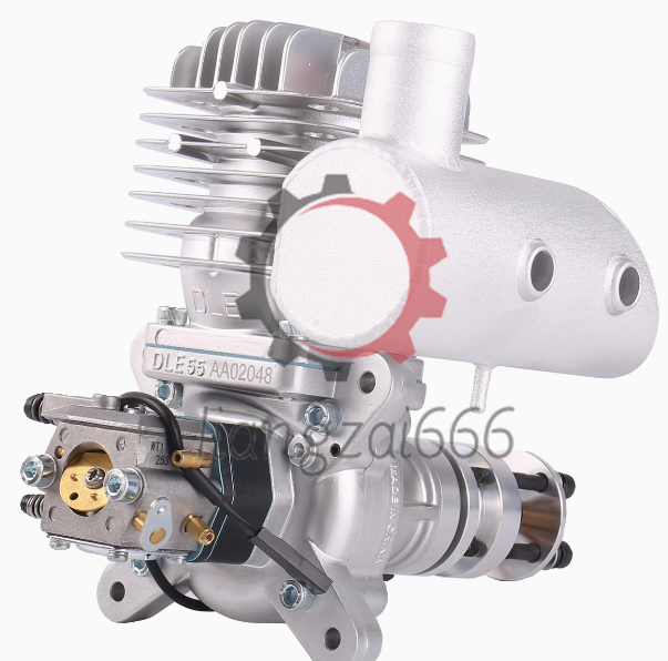DLE 55CC Single Cylinder Two Stroke Side Exhaust Gas Engine w/ Muffler ...