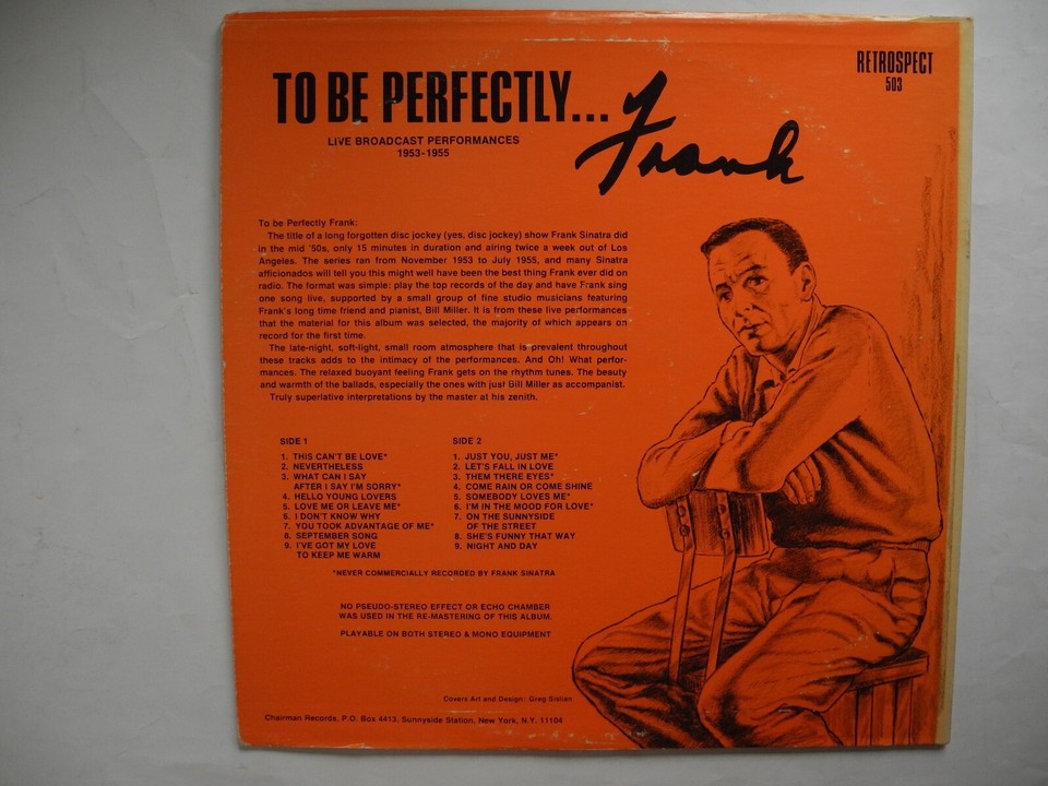 FRANK SINATRA To Be Perfectly Frank... LP US Retrospect 503 VG+ | eBay