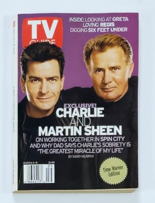 TV Guide Magazine March 2 2002 Charlie & Martin Sheen Rochester Ed. No ...