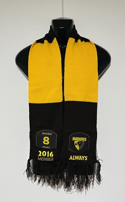 Hawthorn Hawks AFL Football 2016 Member Supporters Scarf - 8 Years ...