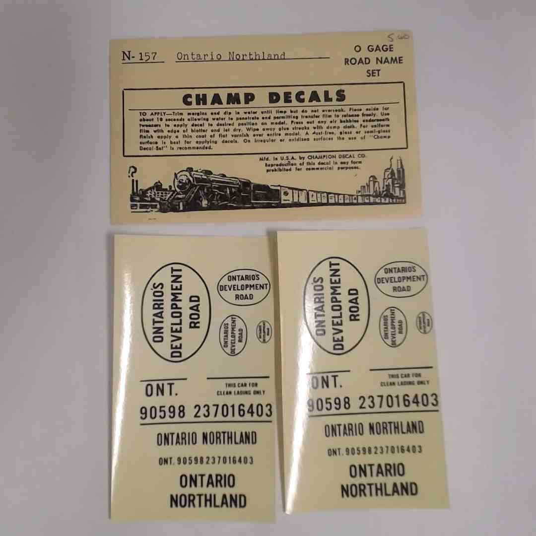Champ Decals O Scale: Ontario Northland, Road name set, black lettering ...