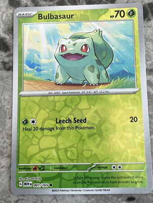 Pokemon BULBASAUR 001/165 Pokemon 151 - Rev Holo - - MINT | eBay