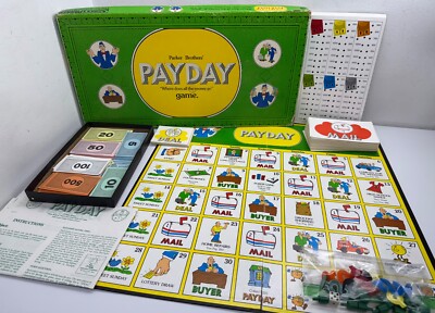 Vintage 1974 PAYDAY Board Game Parker Brothers Green Box Complete Pay ...