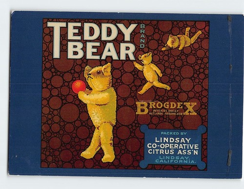 Postcard Teddy Bear, Orange Crate Label | eBay