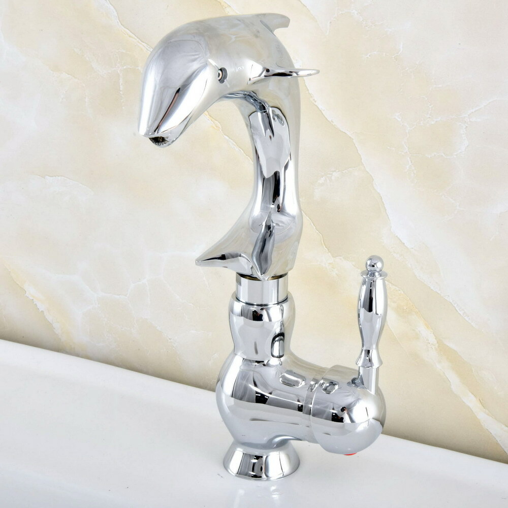 Polished Chrome Dolphin Shape Bathroom Kitchen Sink Faucet Mixer Tap ...
