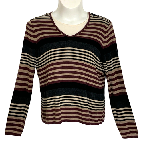 Croft & Barrow Sweater Top Womens Size XL Multicolor Striped Layered ...
