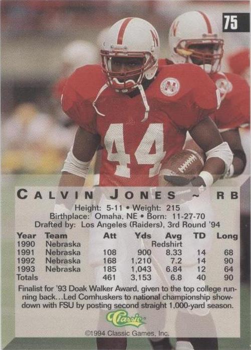 1994 Classic 4 Sport Calvin Jones #75 for sale | eBay