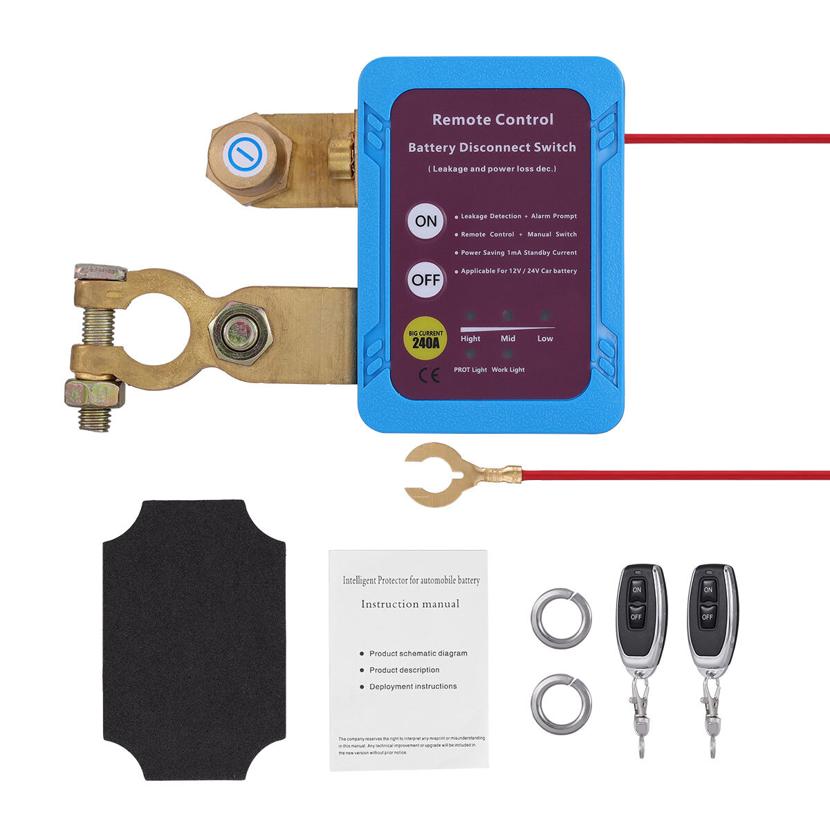 12V 240A Car Remote Battery Disconnect Switch Automatic Power Shut Off ...