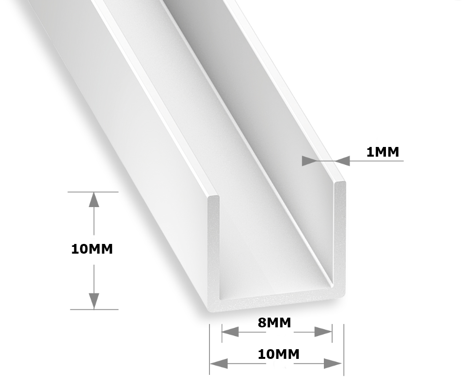 White PVC Square U Profile Strip 1m , 39.37 ″ | eBay UK