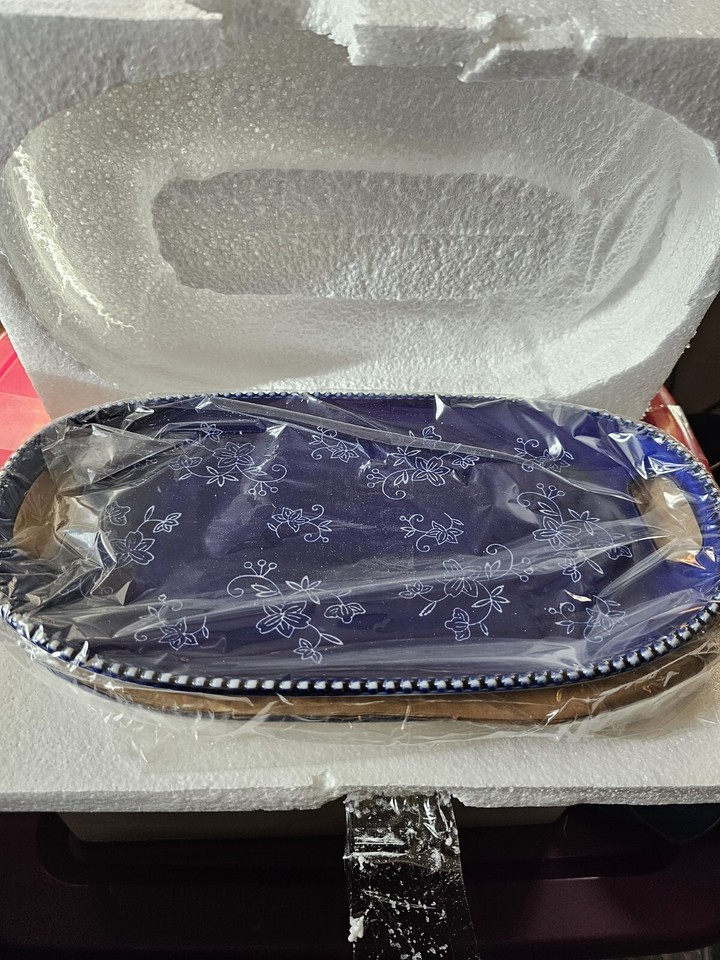 3pc Temptations Blue Floral Lace Lidded Soup and Sandwich Set - NEW ...