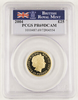 Great Britain UK 2004 BRITANNIA 1/4 Oz Gold £25 Pound Proof Coin PCGS ...
