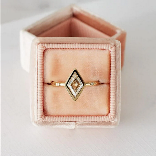 2 CT White Lozenge Cut Solitaire Bezel Moissanite Wedding Ring 14K Rose ...