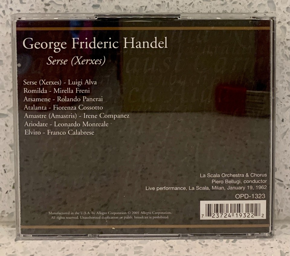 HANDEL Serse (Xerxes) [1962] 2 cds, Opera d'Oro BELLUGI • ALVA • FRENI ...