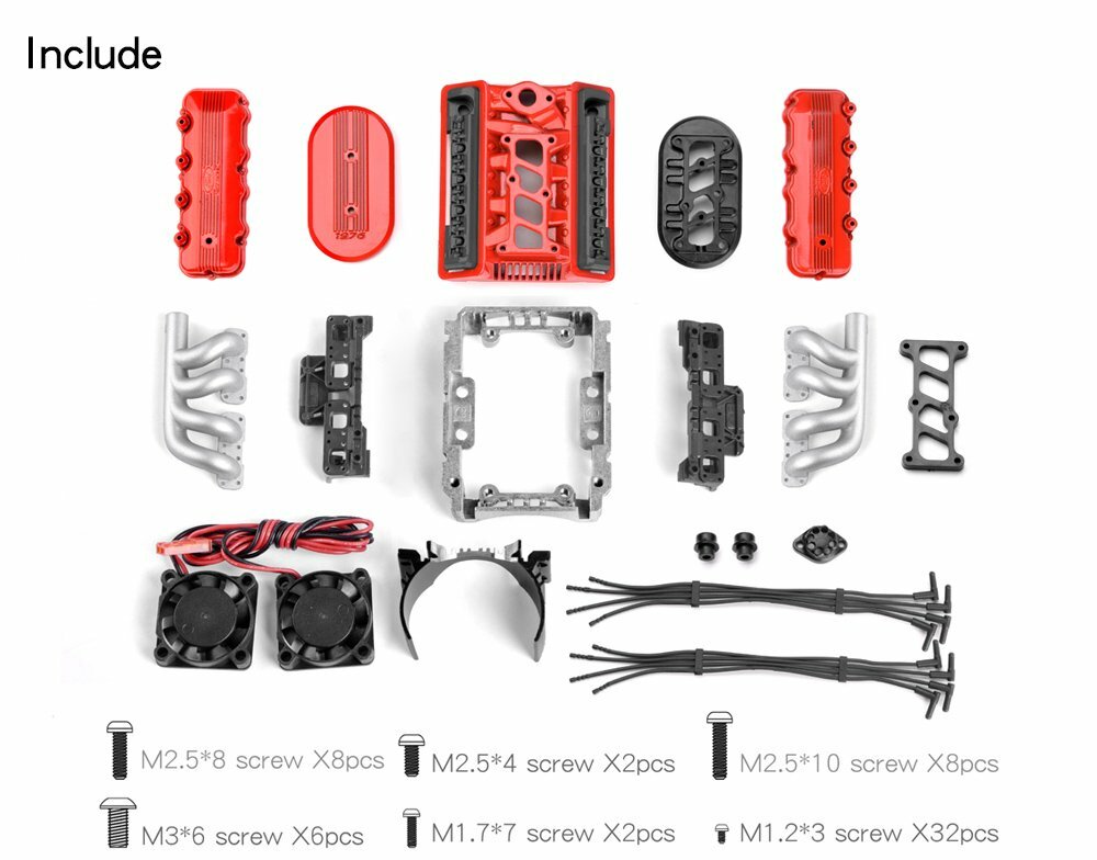 Simulation F76 GRC V8 Engine Motor Fan Radiator Kits For 1/10 RC ...