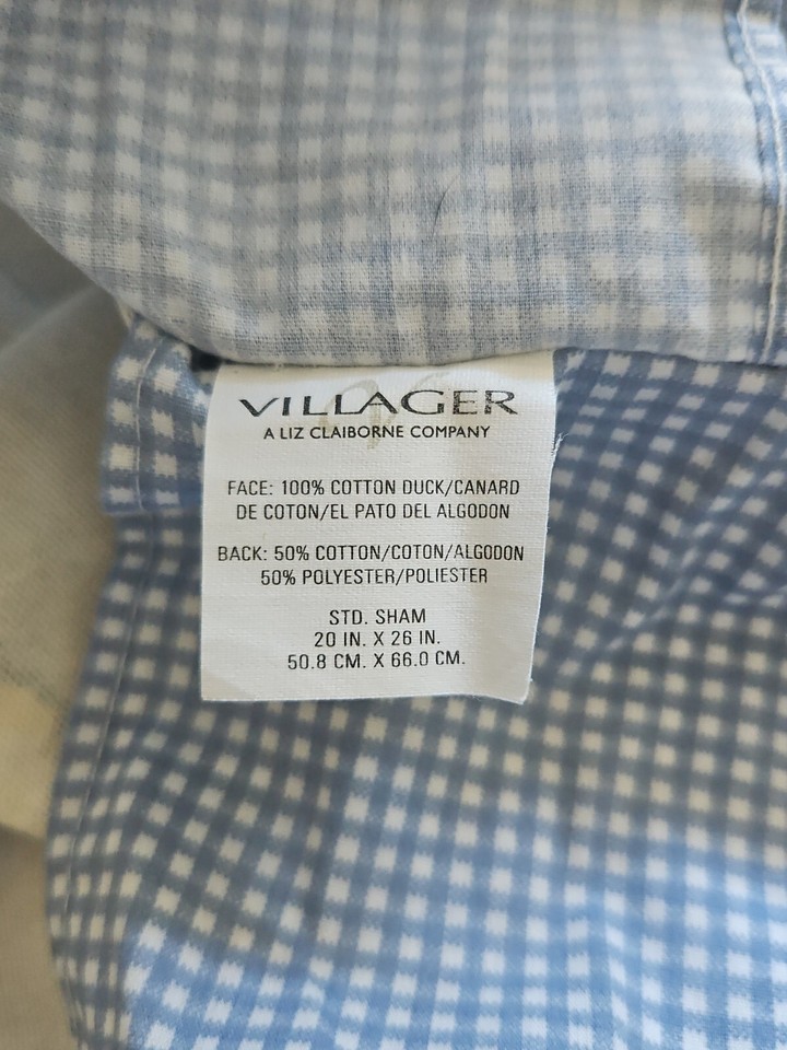 Liz Claiborne Villager Pillow Sham STND Blue Denim Look Floral Blue ...