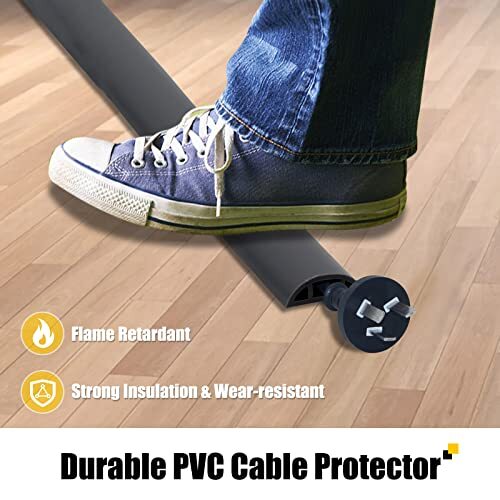 6.5FT Floor Cable Cover Electrical Floor Cord Covers for Wires on Floor ...
