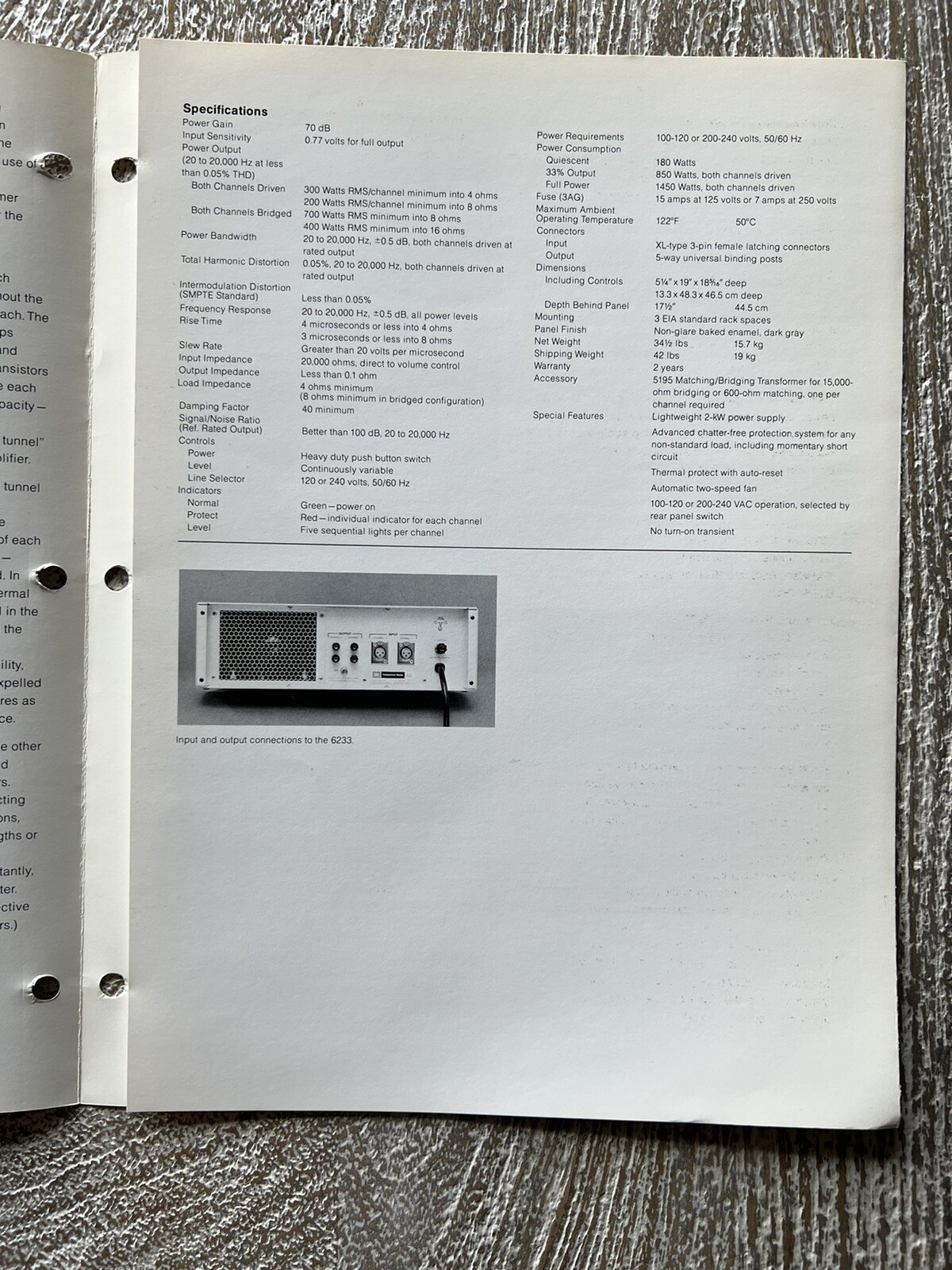 Vintage Original JBL Model 6233 Dual Chanel Amplifier Brochure manual ...