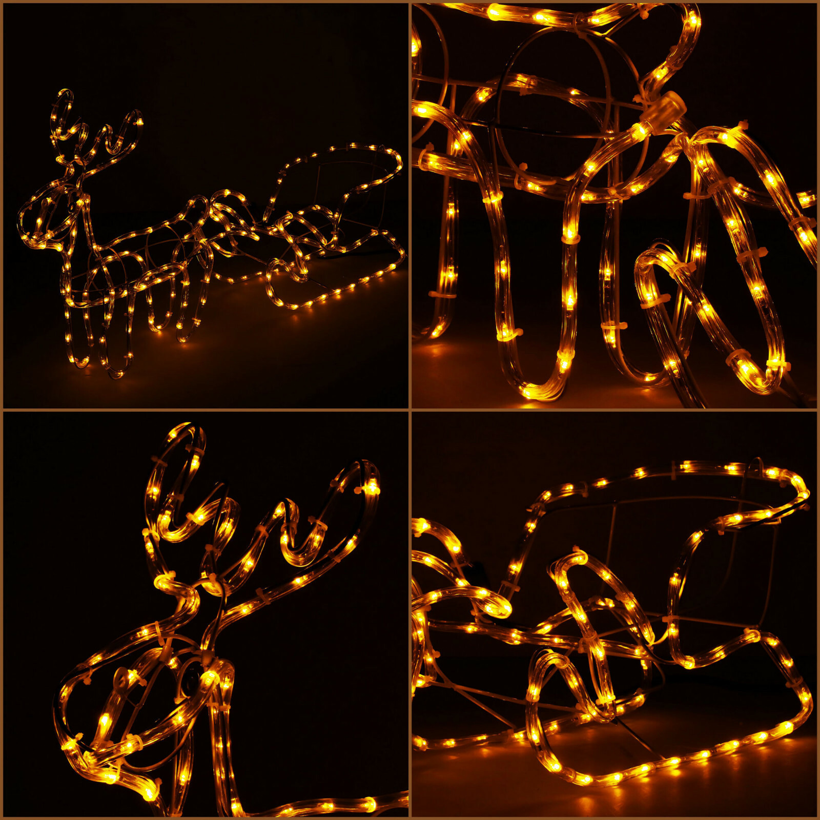 LED Rentier mit Schlitten Beleuchtet Lichtschlauch 192 LED Weihnachten ...