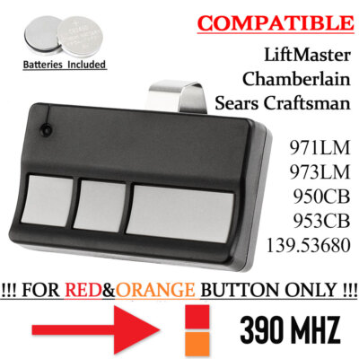 Remote Control Garage Door Opener For Liftmaster Red/Orange Learn ...