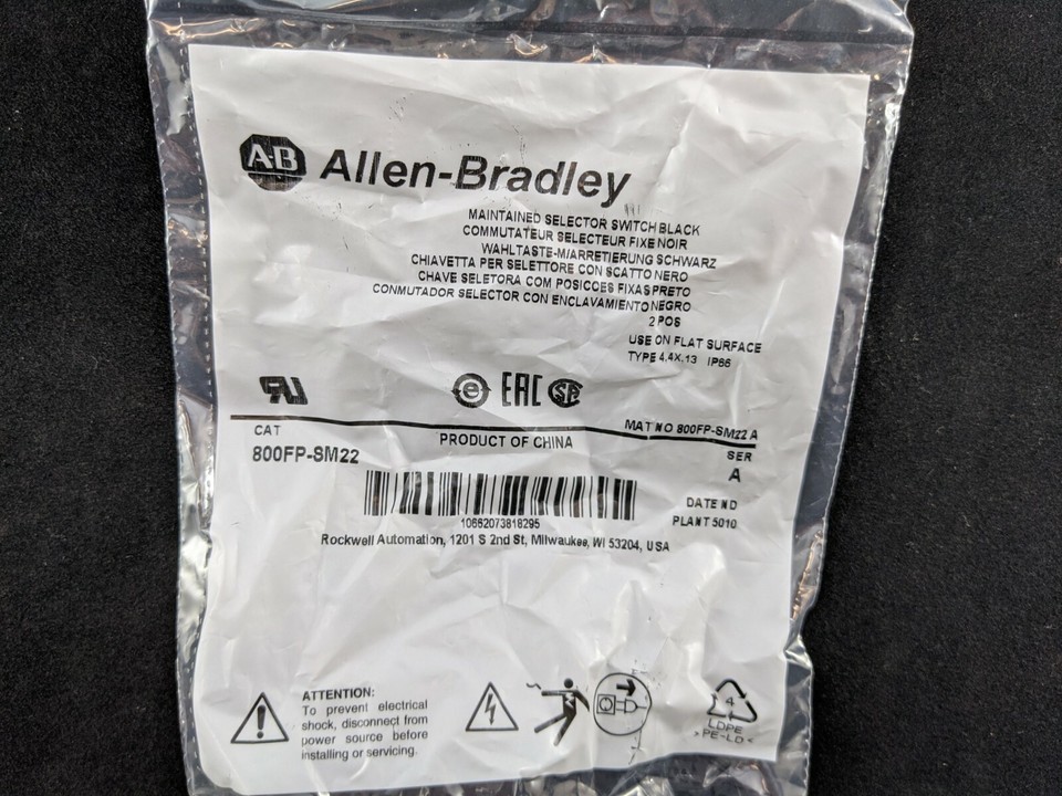 Allen Bradley 800FP-SM22 2 Position Sele. Switch Plastic Maintained ...