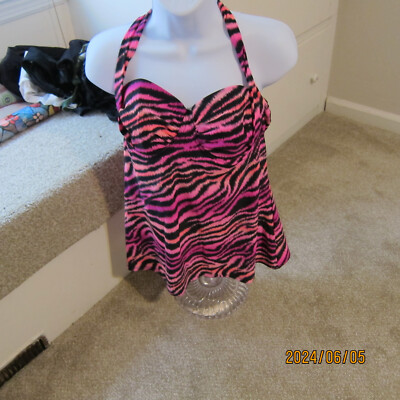 Smart and Sexy underwire flyaway Tankini Swim Top sz 36B Pink Tiger ...