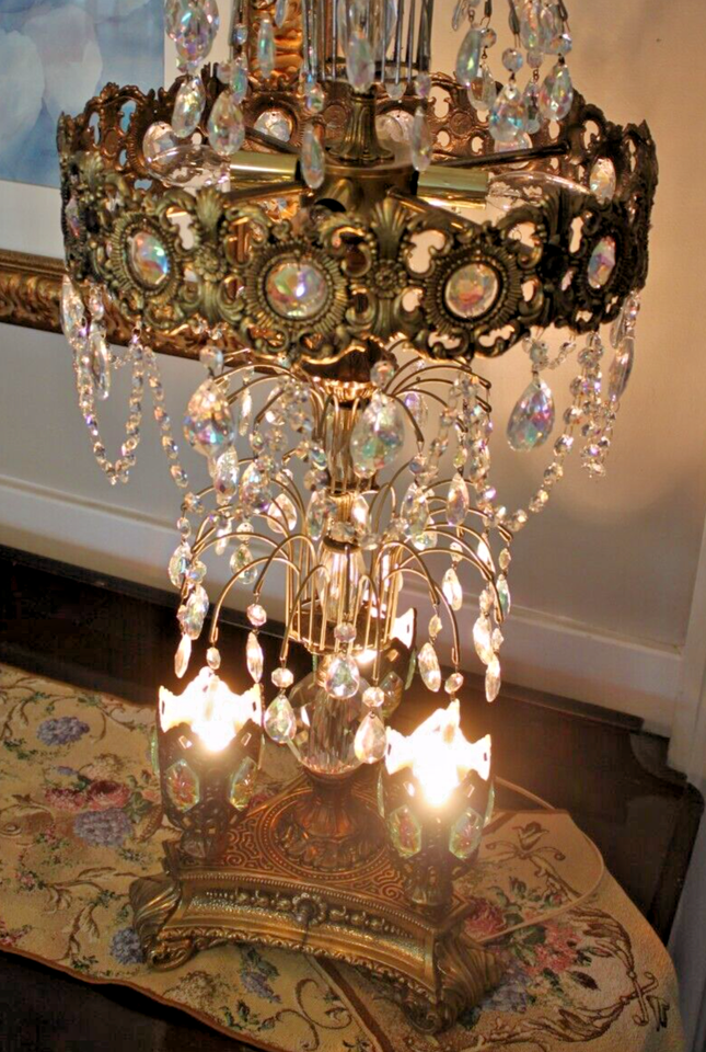 Loevsky & Loevsky Hollywood Regency prims and bobeches filigree lamp ...