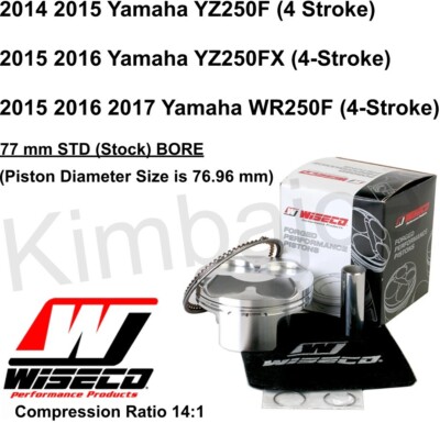 Yamaha YZ 250 F YZ 250 FX WR 250 F Listed 77 mm BORE Wiseco Piston Kit ...