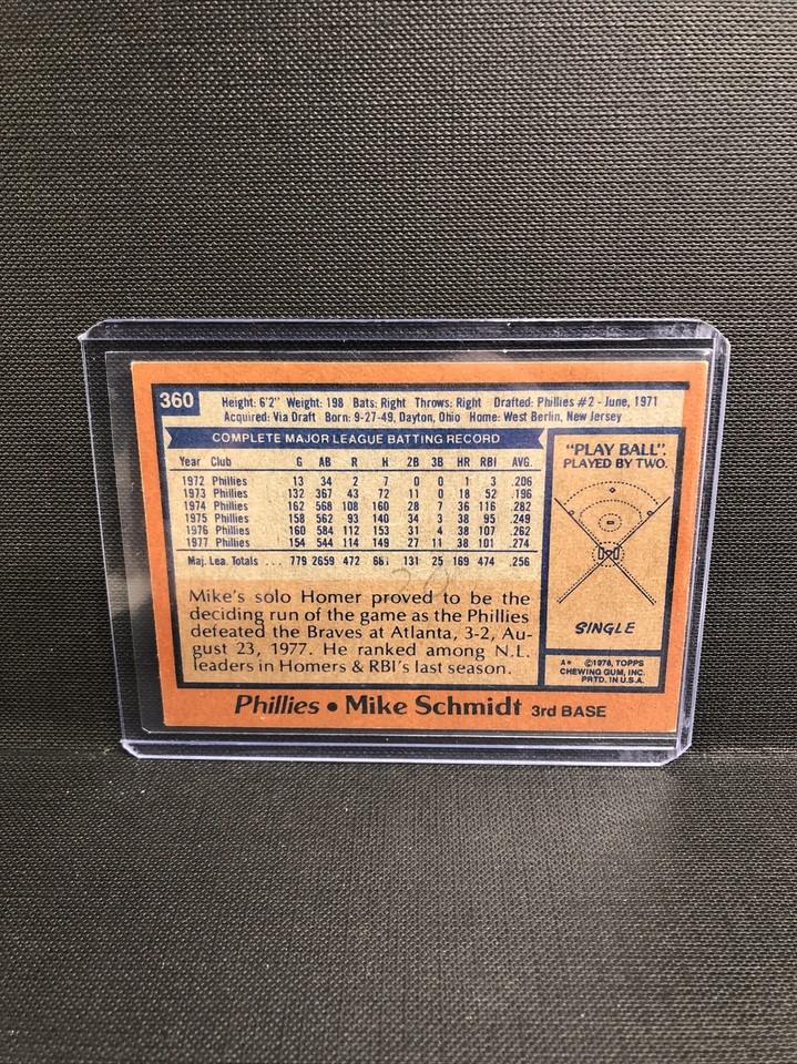 1978 Topps Mike Schmidt phillies #360 Phillies - A2D | eBay