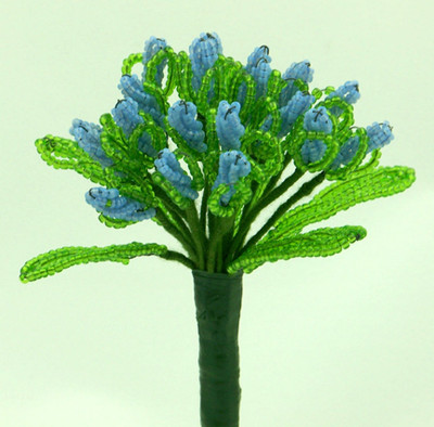 Vintage French Glass Beaded Blue Rose Bud Flower Bouquet | eBay