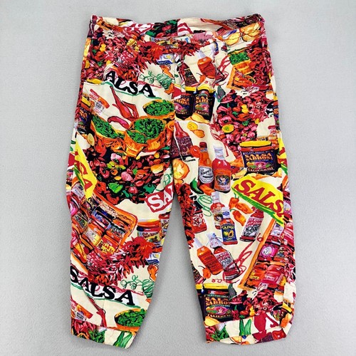 Jams World x Food Art Pants Small Rayon Salsa All Over Print Cropped ...