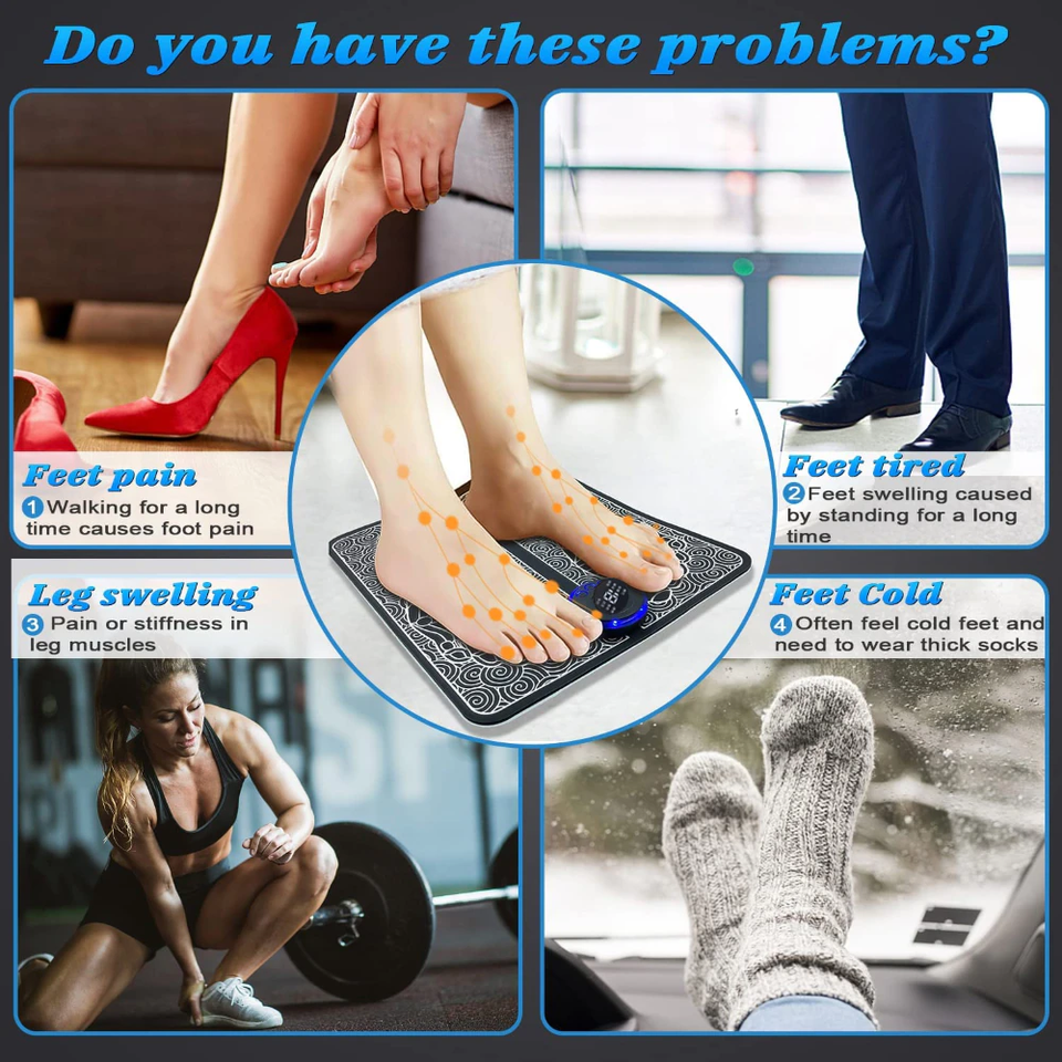 Portable Electric Foot & Neck Massager Pad Blood Circulation Muscle ...