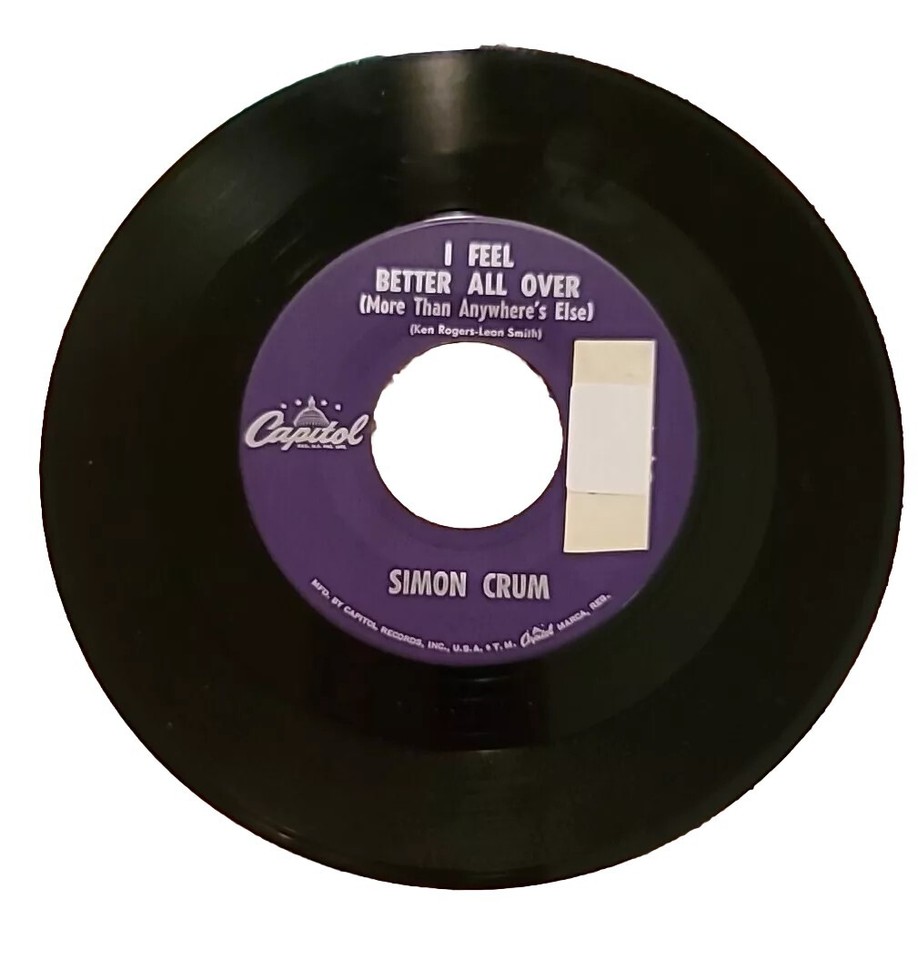 Simon Crum 45 Record Country Music I Fell Better All Over / Fiddler ...